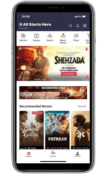 Advertise on BookMyShow App– Boost Brand Reach with In-App Ads